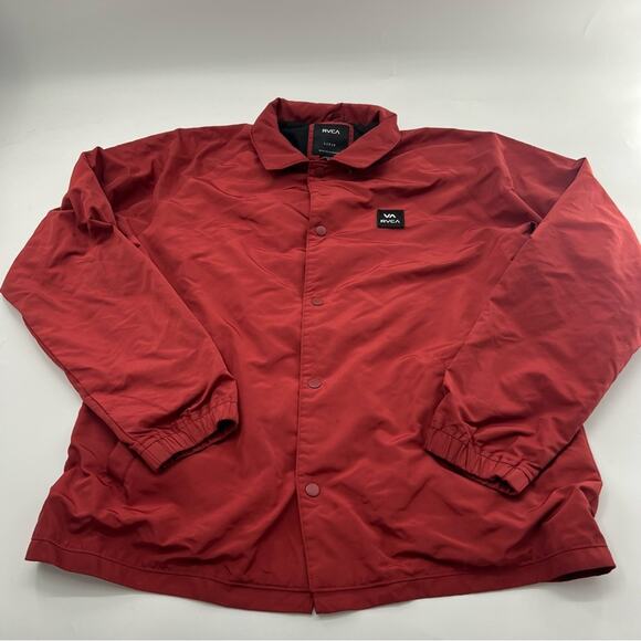 RVCA | Jackets & Coats | Rvca Mens Red Jacket Button Up Windbreaker ...